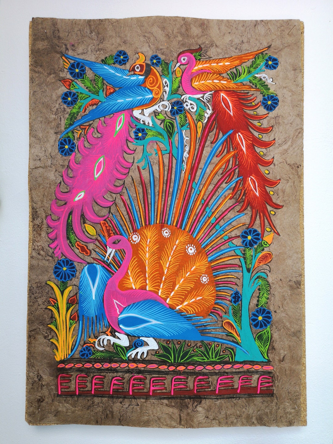 Birds of Paradise, Mexican Bark Art, Housewarming Gift, Mexican Decor ...