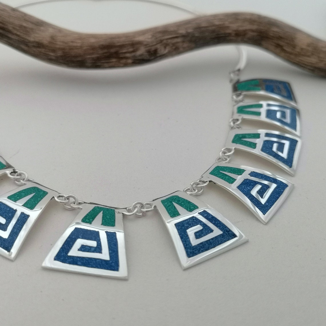 Aztec Necklace Turquoise Necklace Art Deco Choker Mexican - Etsy