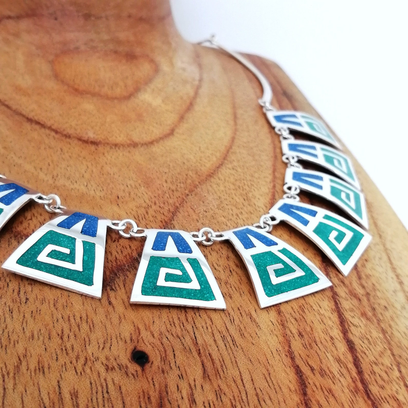 Aztec Necklace Turquoise Necklace Art Deco Choker Mexican - Etsy