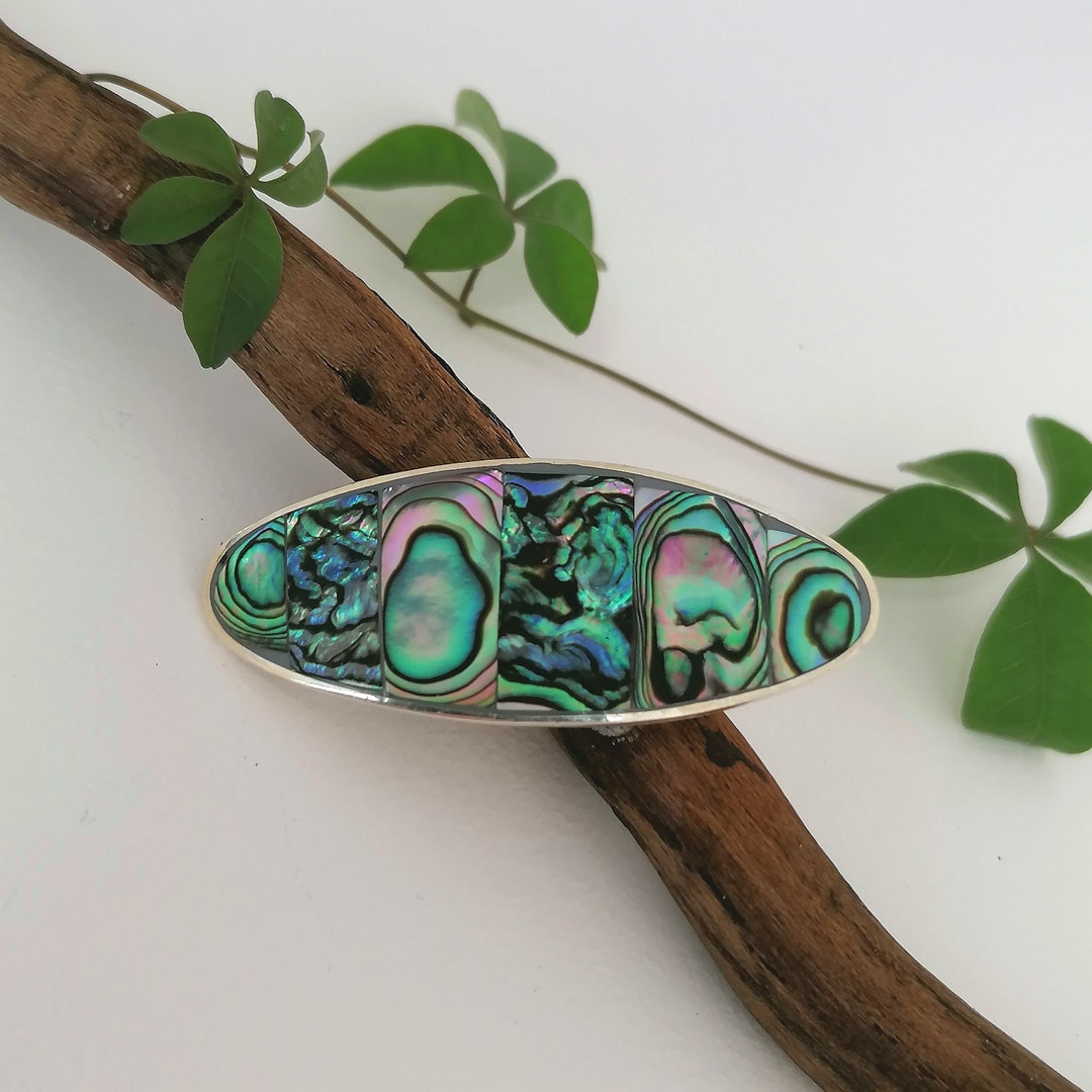 Mini Abalone Hair Barrette, Handcrafted Shell Inlay, Mexican Jewellery ...