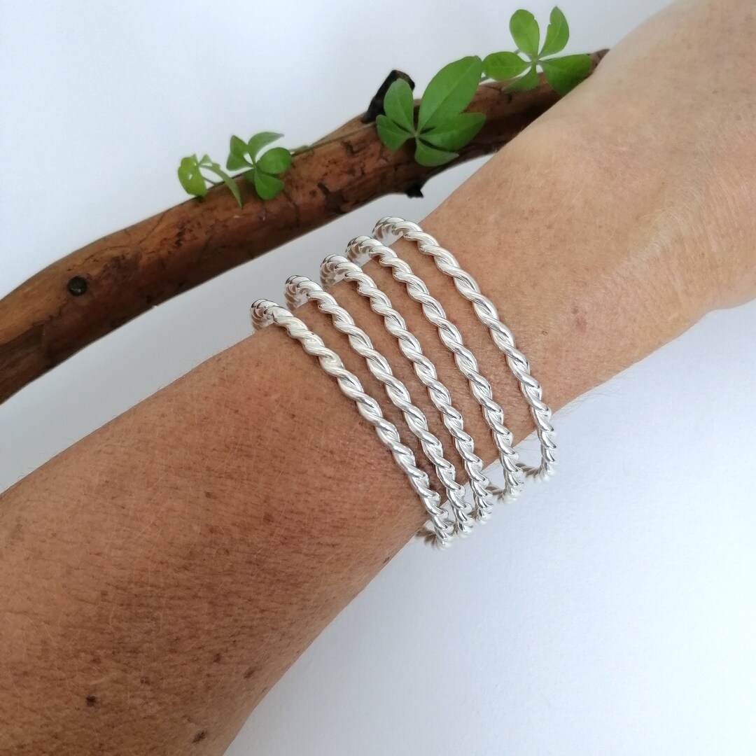 Set of 5 Bangles, Stacking Bangles, Woven Bangles, Stacking Bracelet ...