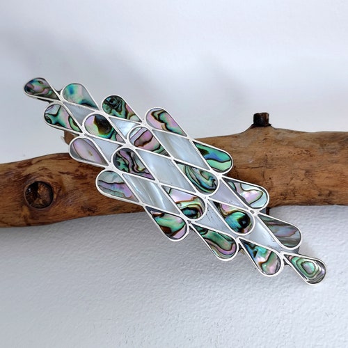 Abalone Hair Clip Art Deco Barrette Mother of Pearl - Etsy