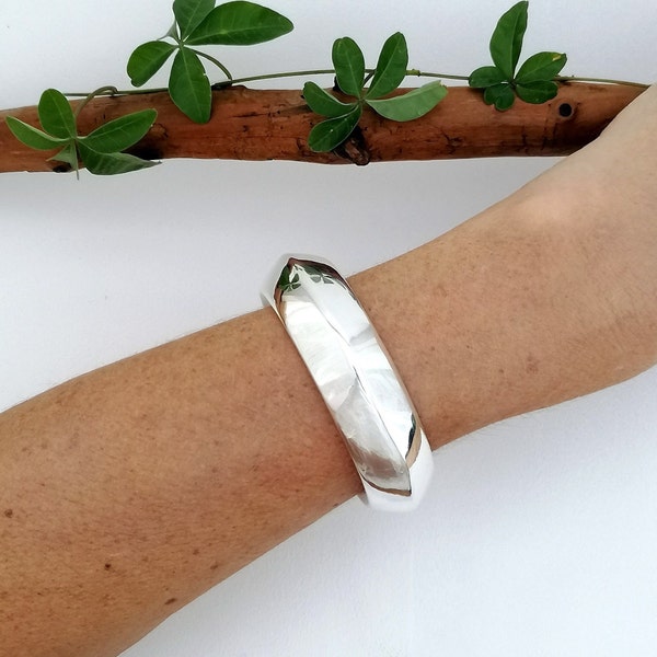 Wide Silver Bangle - Etsy