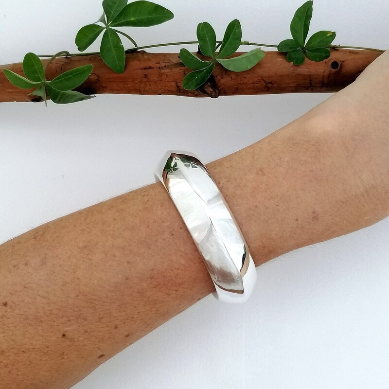 Wide Silver Bangle - Etsy
