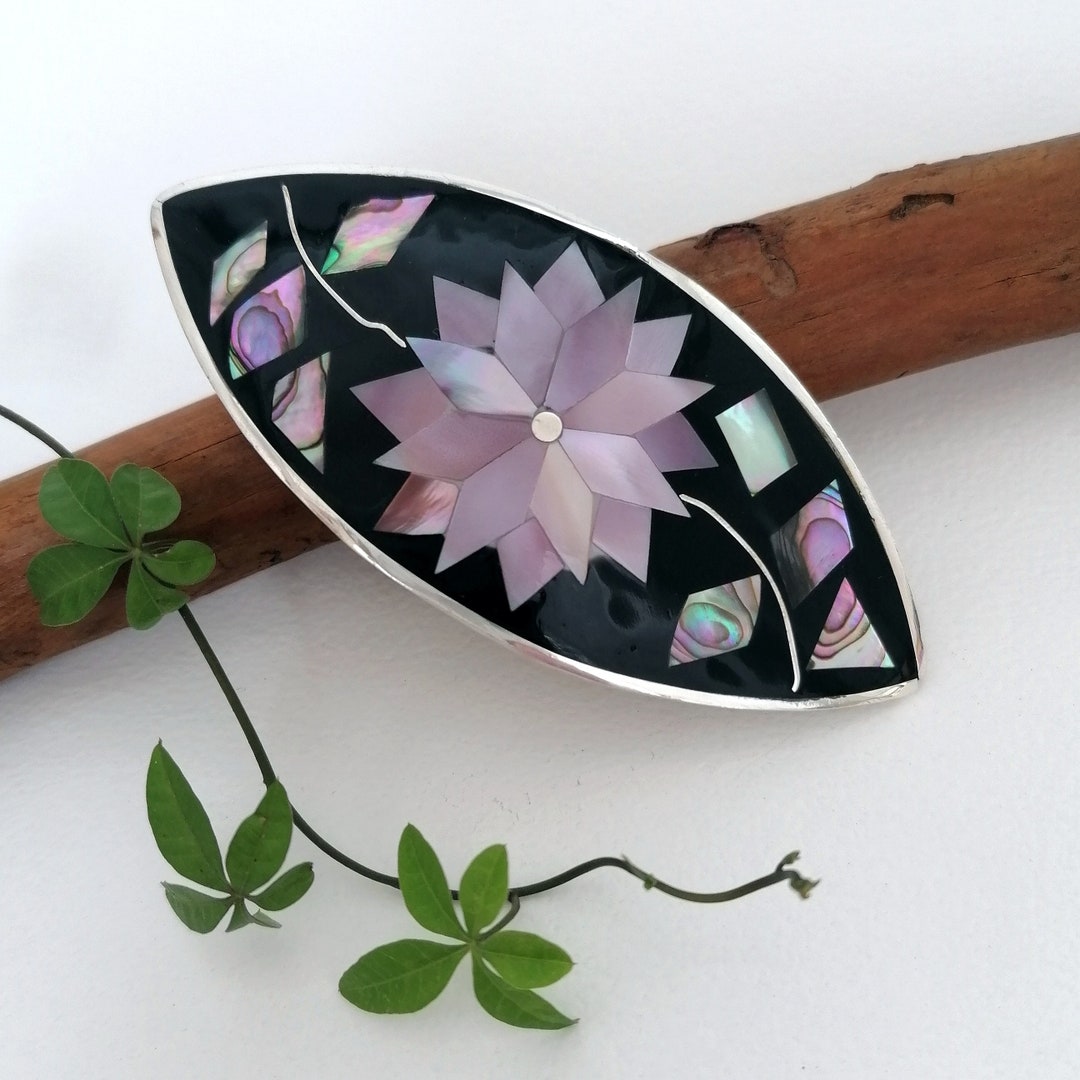 Conch Shell Flower Barrette, Handcrafted Mexican Jewellery, Pink Hair ...