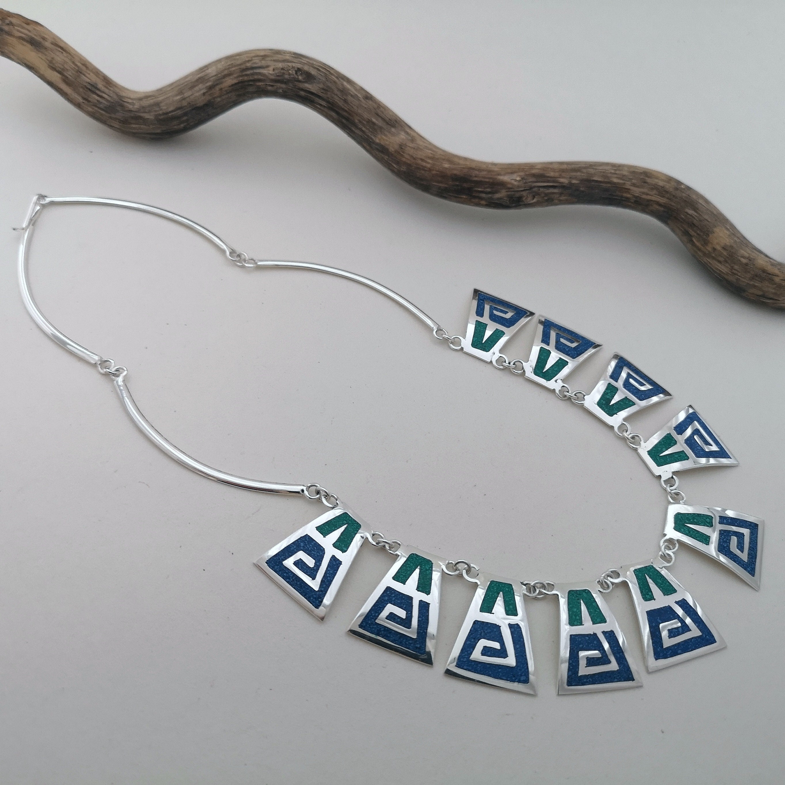 Aztec Necklace Turquoise Necklace Art Deco Choker Mexican | Etsy