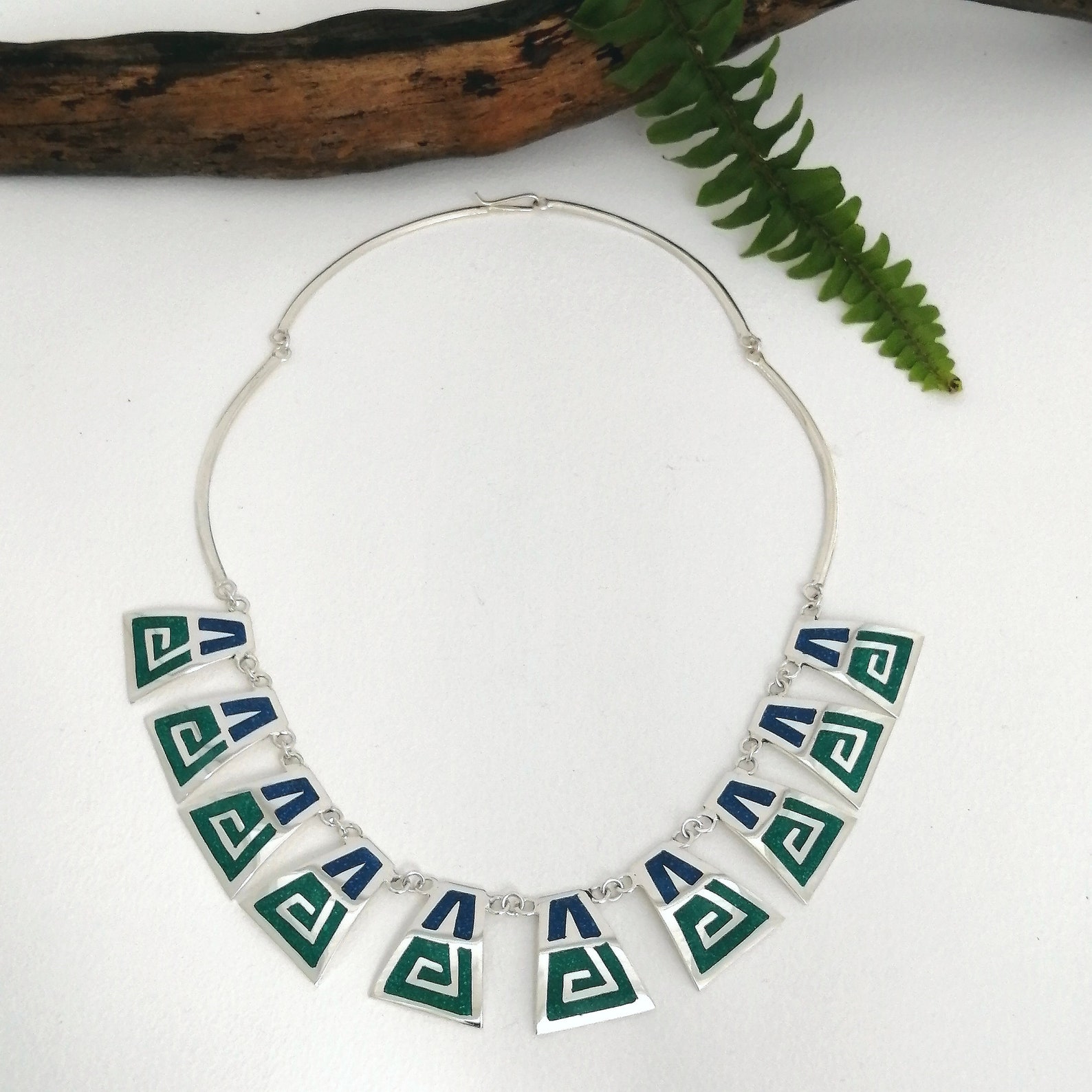 Aztec Necklace Turquoise Necklace Art Deco Choker Mexican - Etsy