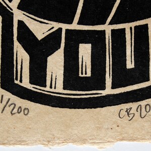 Hello I Love You - a Linocut on Handmade Bhutanese Paper - Signed ...