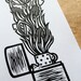 The Flames Rose - Handmade Linocut Print on Japanese Paper, Signed and ...