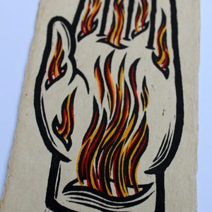 We Are Mostly Made of Fire - a Hand Painted Linocut on Handmade ...