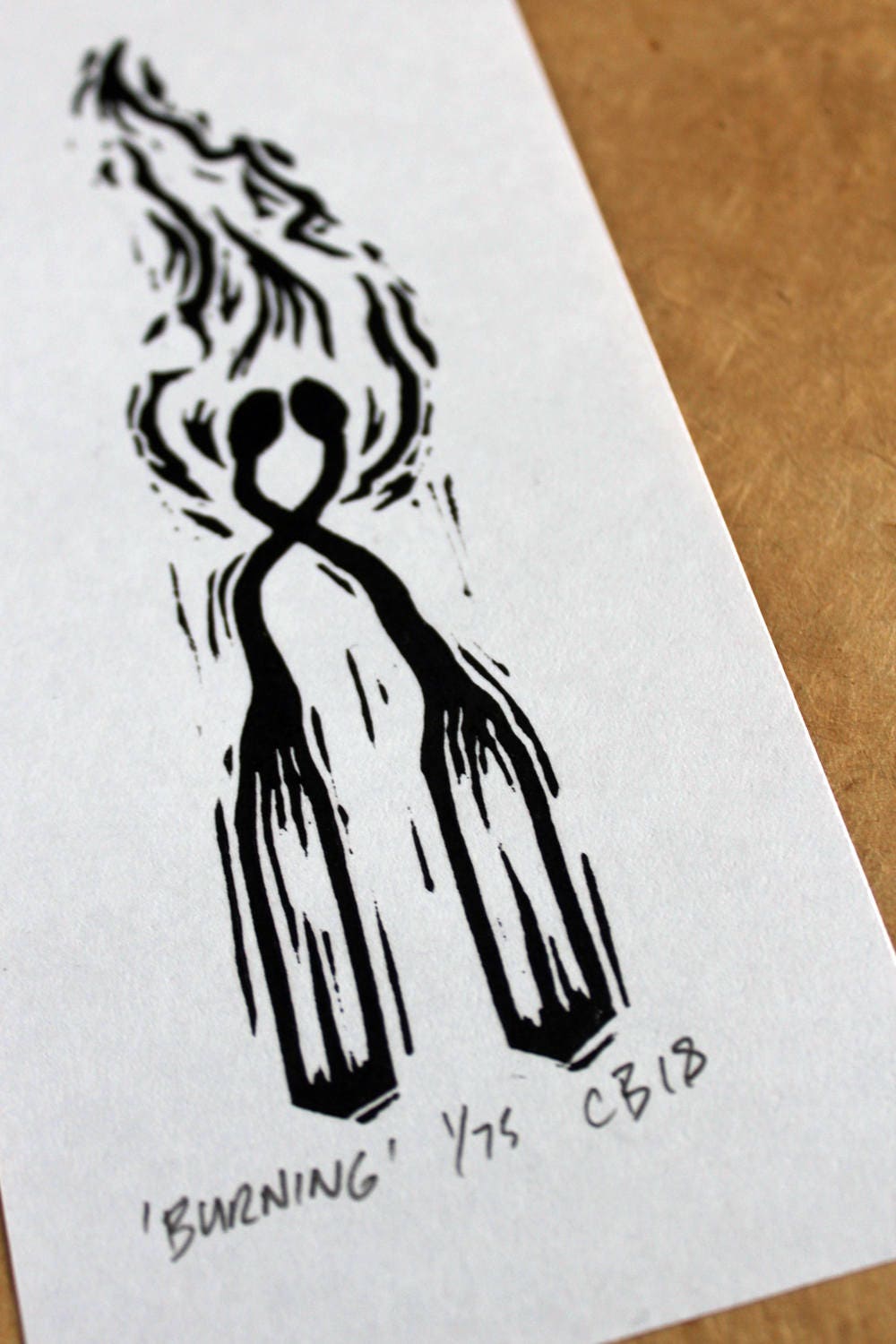 Burning - Linocut Print of Two Burning Matches. A Signed and Numbered ...