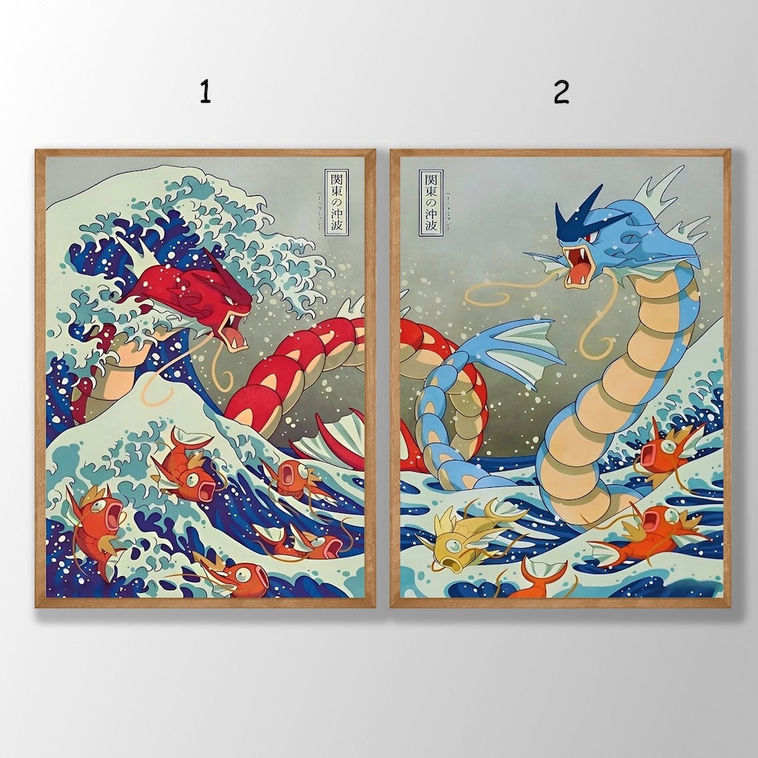 Gyarados the Great Wave Print, Pokemon Poster, Pokemon Wall Art Print ...