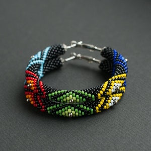 Colorful African Style Earrings, Colorful Native Inspired Hoops, Big ...