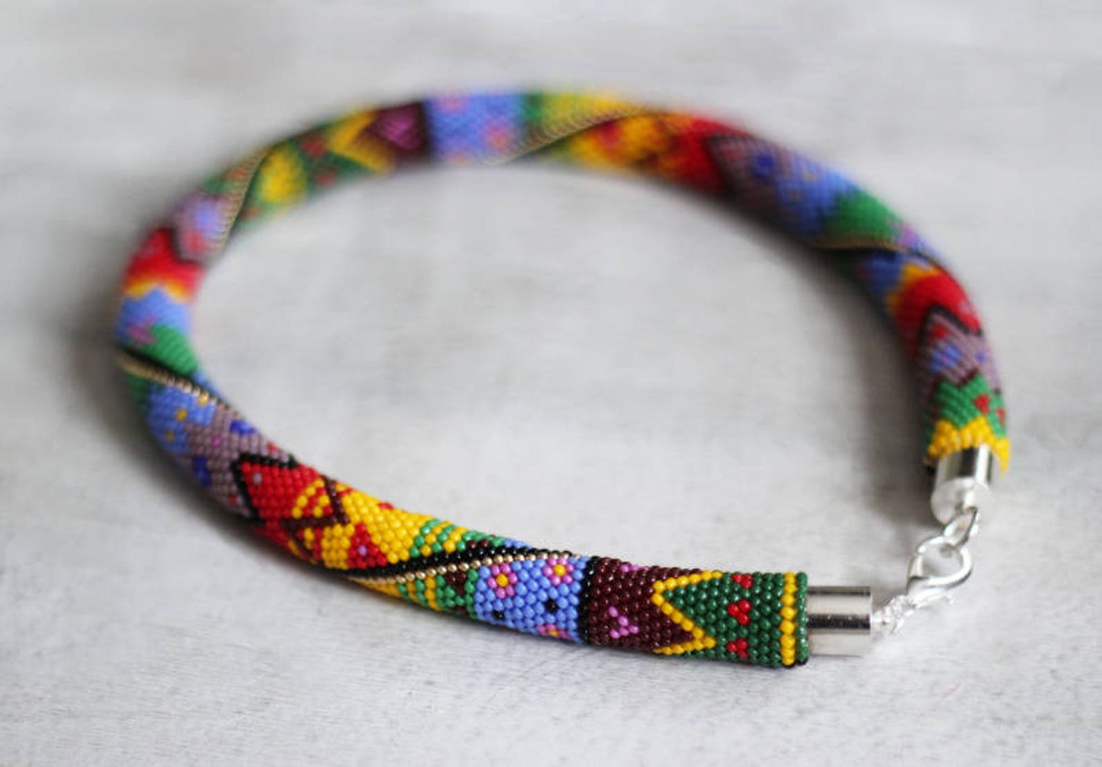 Colorful Patchwork Necklace Multicolor Ethnic Necklace - Etsy