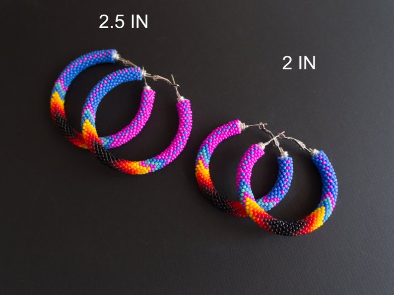 Hot Pink Hoop Earrings Native Style Earrings Beaded Hoop | Etsy
