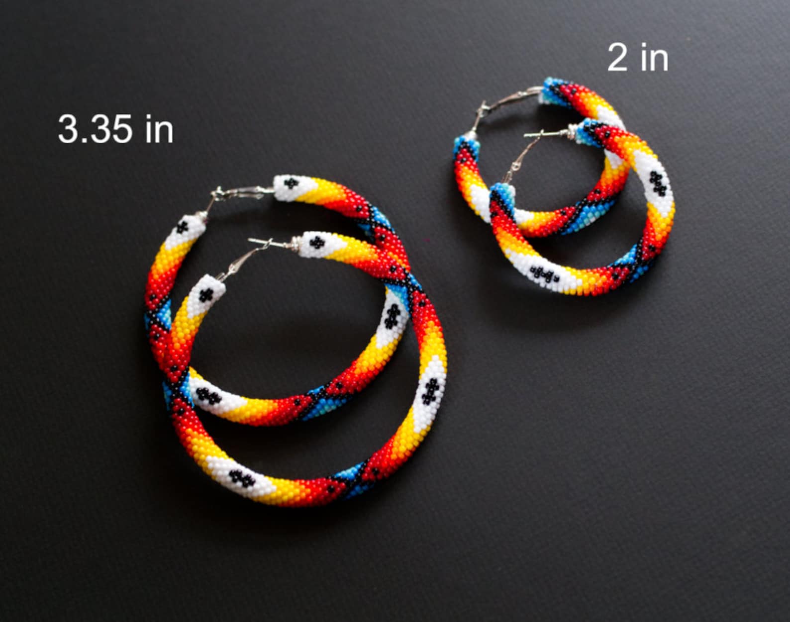 Colorful Native Style Earrings, Beaded Hoop Earrings, Native Hoop ...