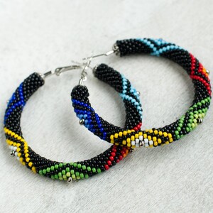 Colorful African Style Earrings, Colorful Native Inspired Hoops, Big ...