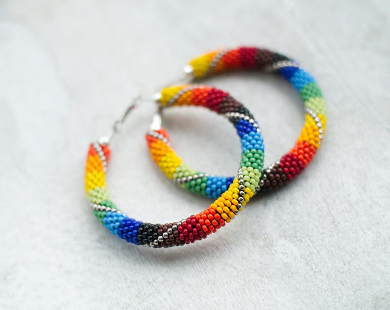 Colorful Hoop Earrings Rainbow Hoop Earrings Chunky | Etsy