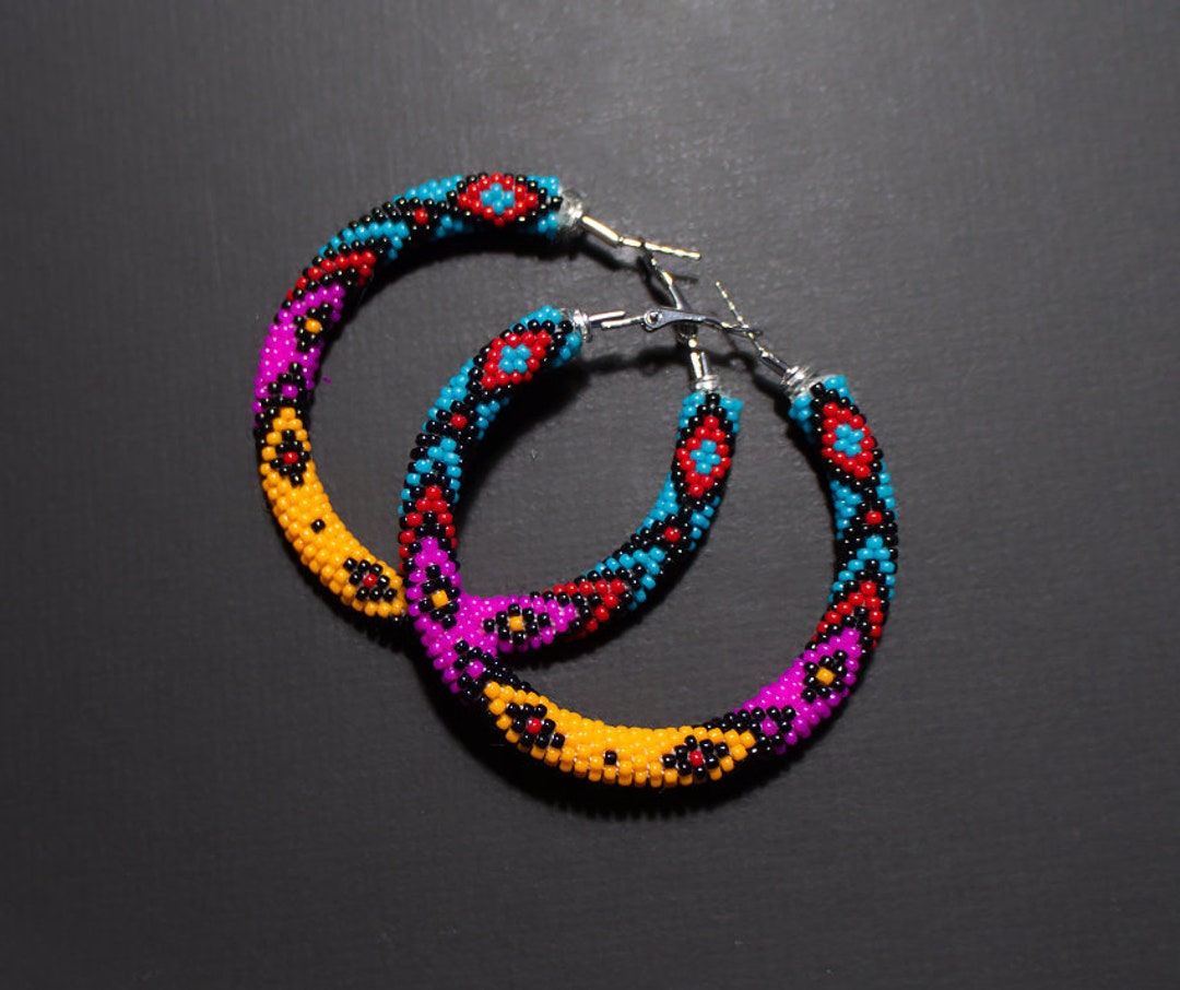 Colorful Native Style Earrings Hot Pink Ethnic Style - Etsy