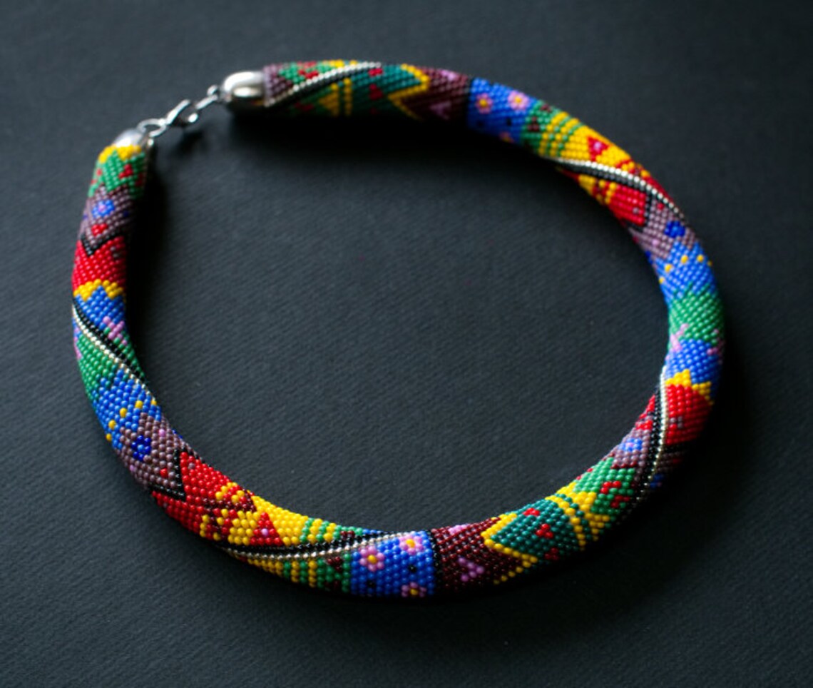 Colorful Patchwork Necklace Multicolor Ethnic Necklace - Etsy