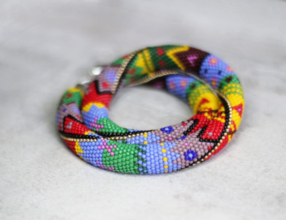 Colorful Patchwork Necklace - Multicolor Ethnic Beaded Jewelry With ...