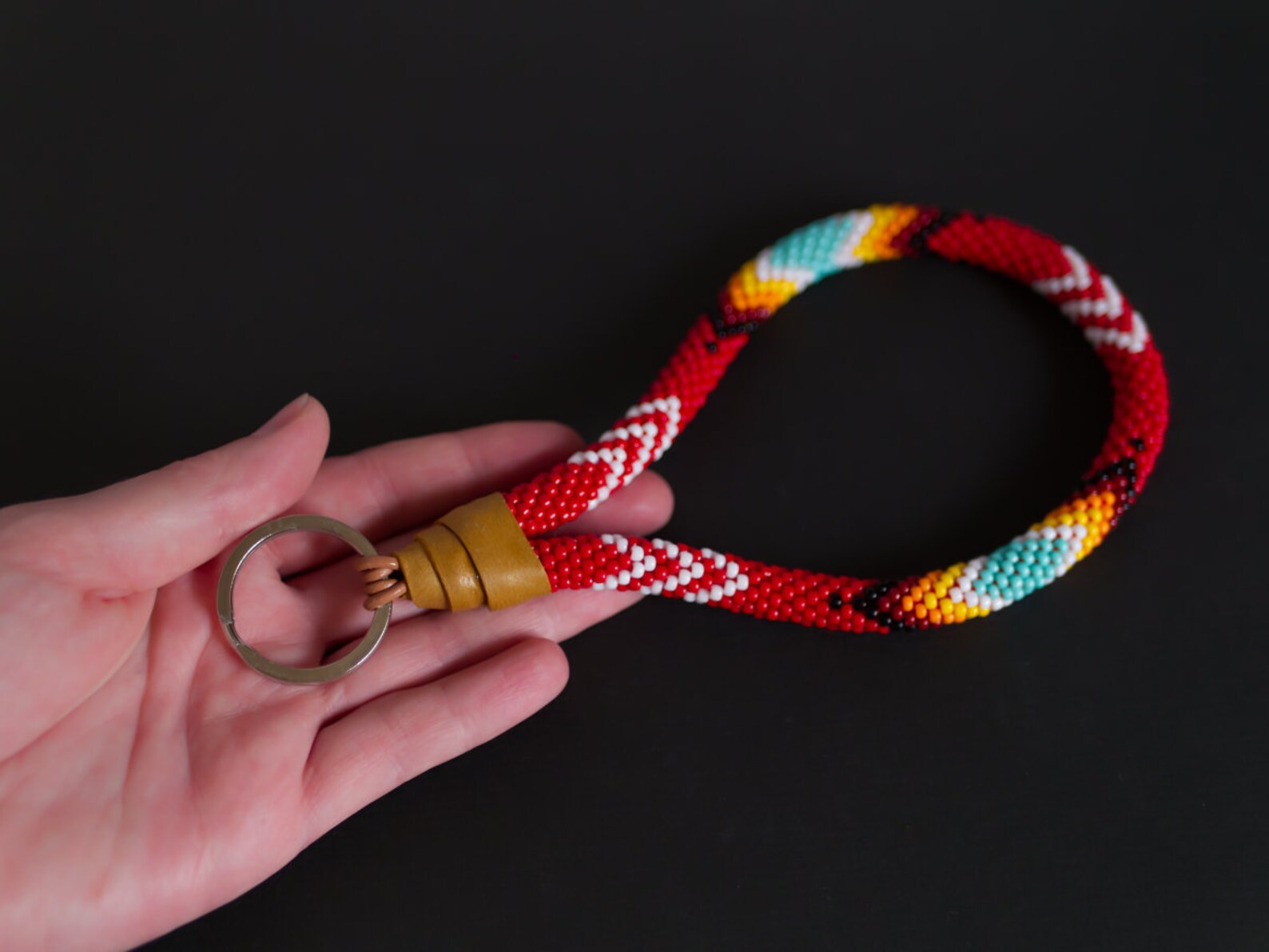Red Native Style Beaded Wrist Keychain, Ethnic Inspired Wristlet - Etsy