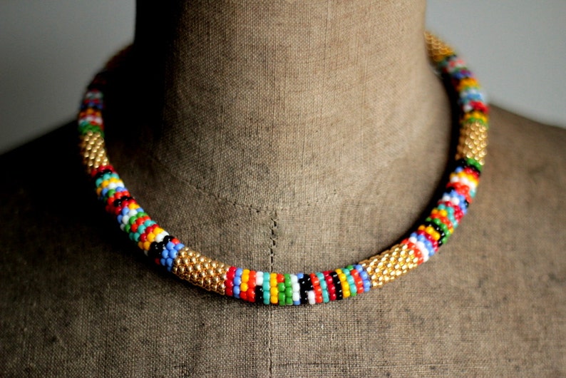Colorful Striped African Style Necklace Multi Color African | Etsy