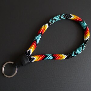 Native Style Beaded Wrist Keychain, Ethnic Style Wristlet Keychain ...