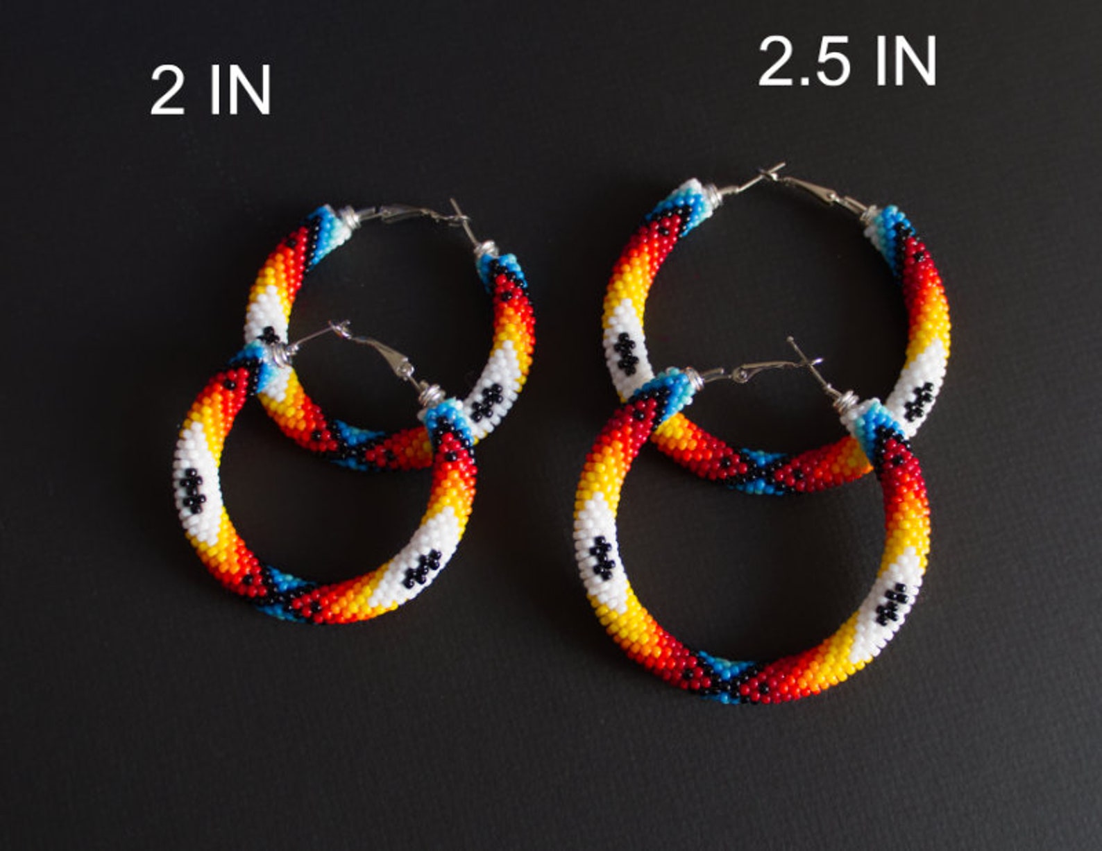 Colorful Native Style Earrings, Beaded Hoop Earrings, Native Hoop ...