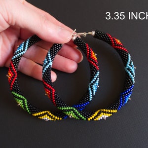 Colorful African Style Earrings, Colorful Native Inspired Hoops, Big ...