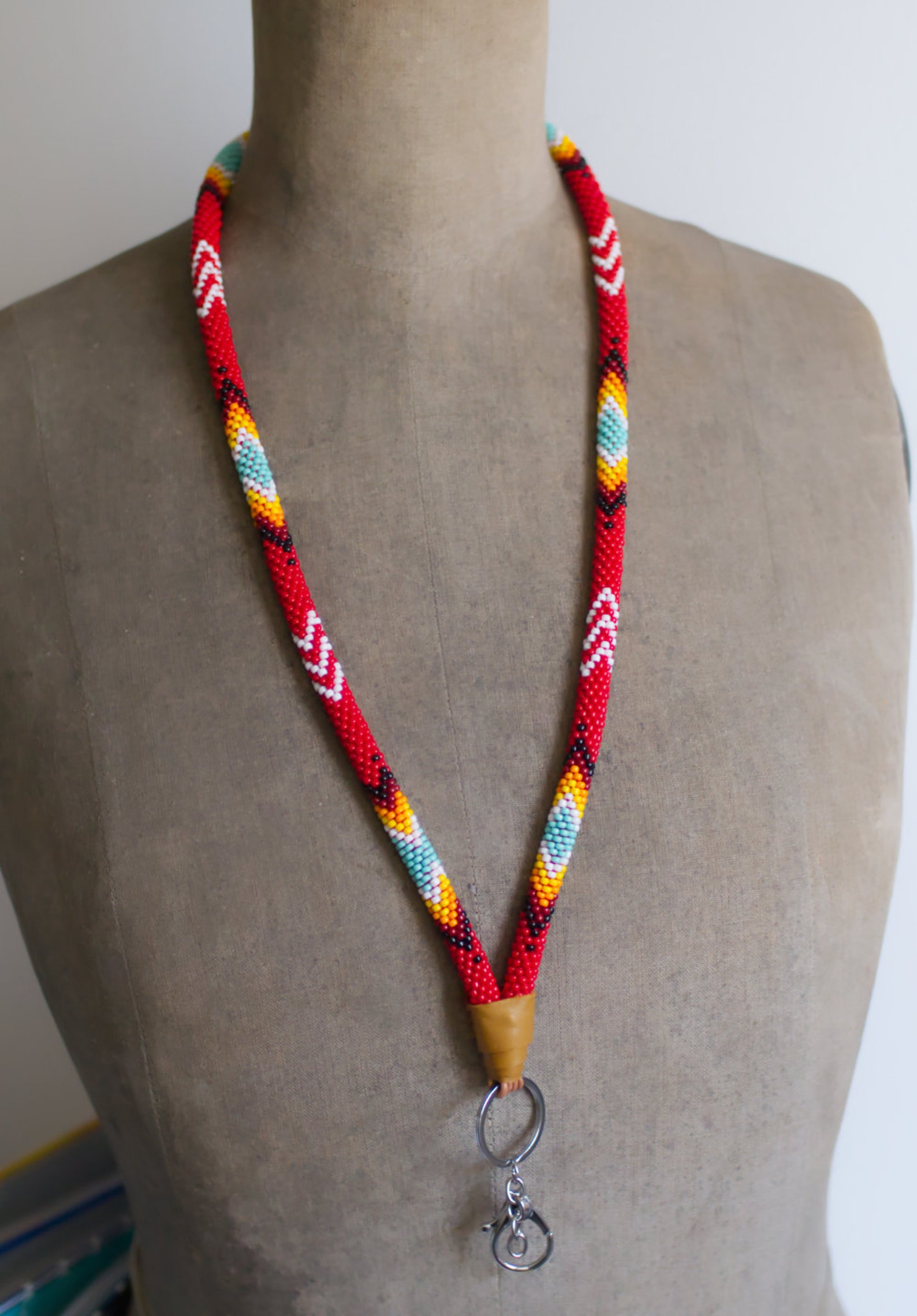 Red Native Style Lanyard Fashion Lanyard Beadwork Lanyard - Etsy