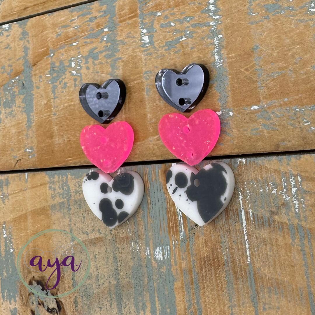 Cow Spots Heart Stack Earring Kit, READ Description, Cow Print Earrings ...