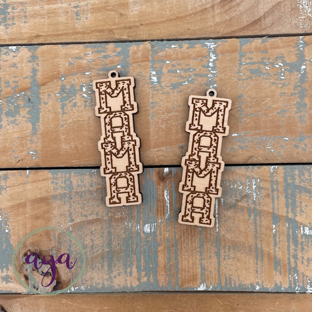 Leopard Mama Block Word Earring Blanks, READ Description, Mother ...