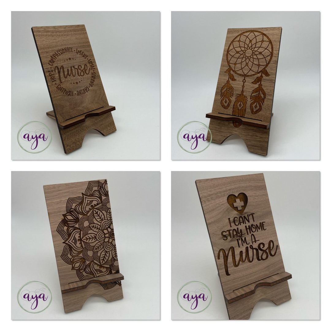 Engraved Phone Stand, Custom Phone Stand, Walnut Phone Stand, Gifts for ...