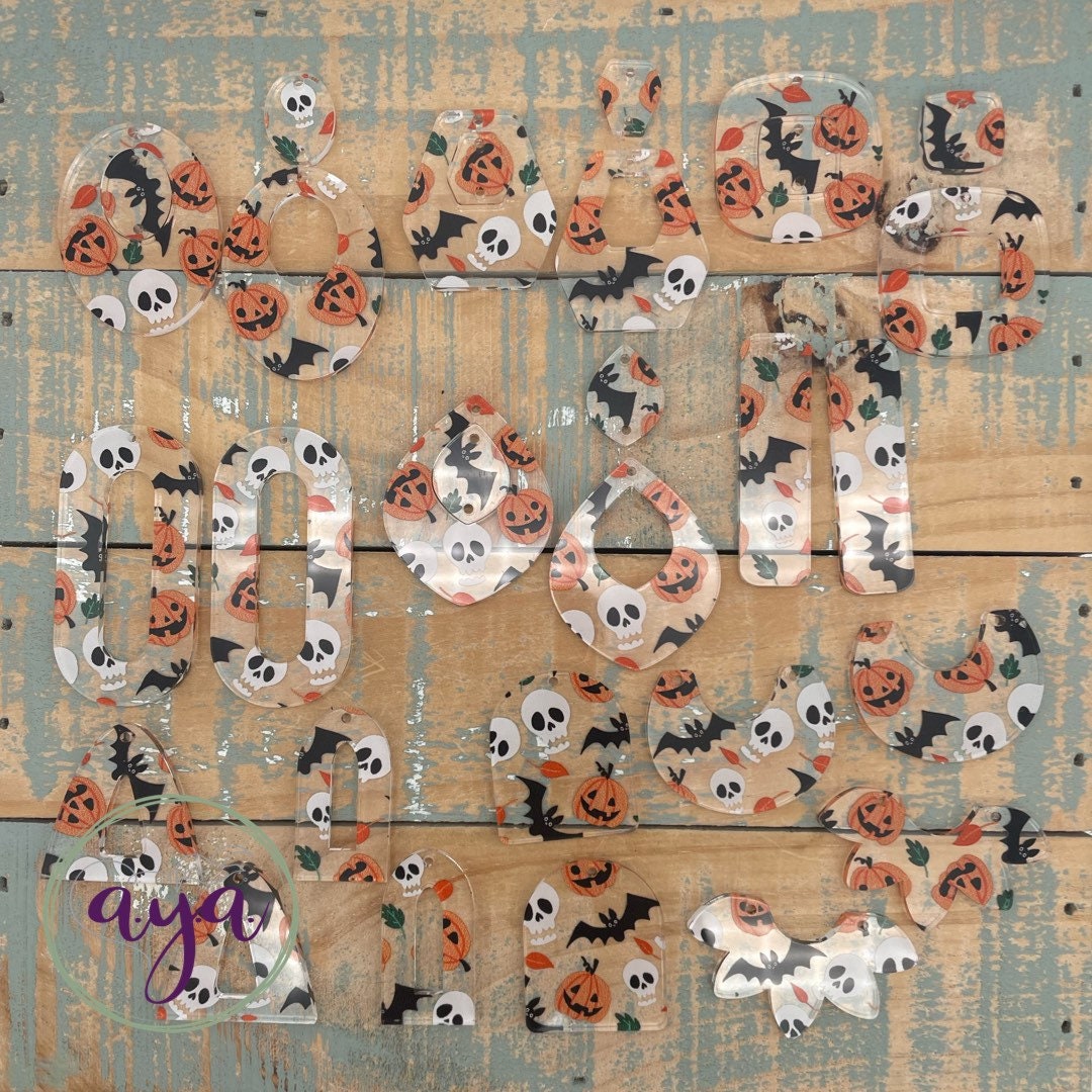 Spooky Print Clear Acrylic Blanks, READ Description, DIY Earrings ...