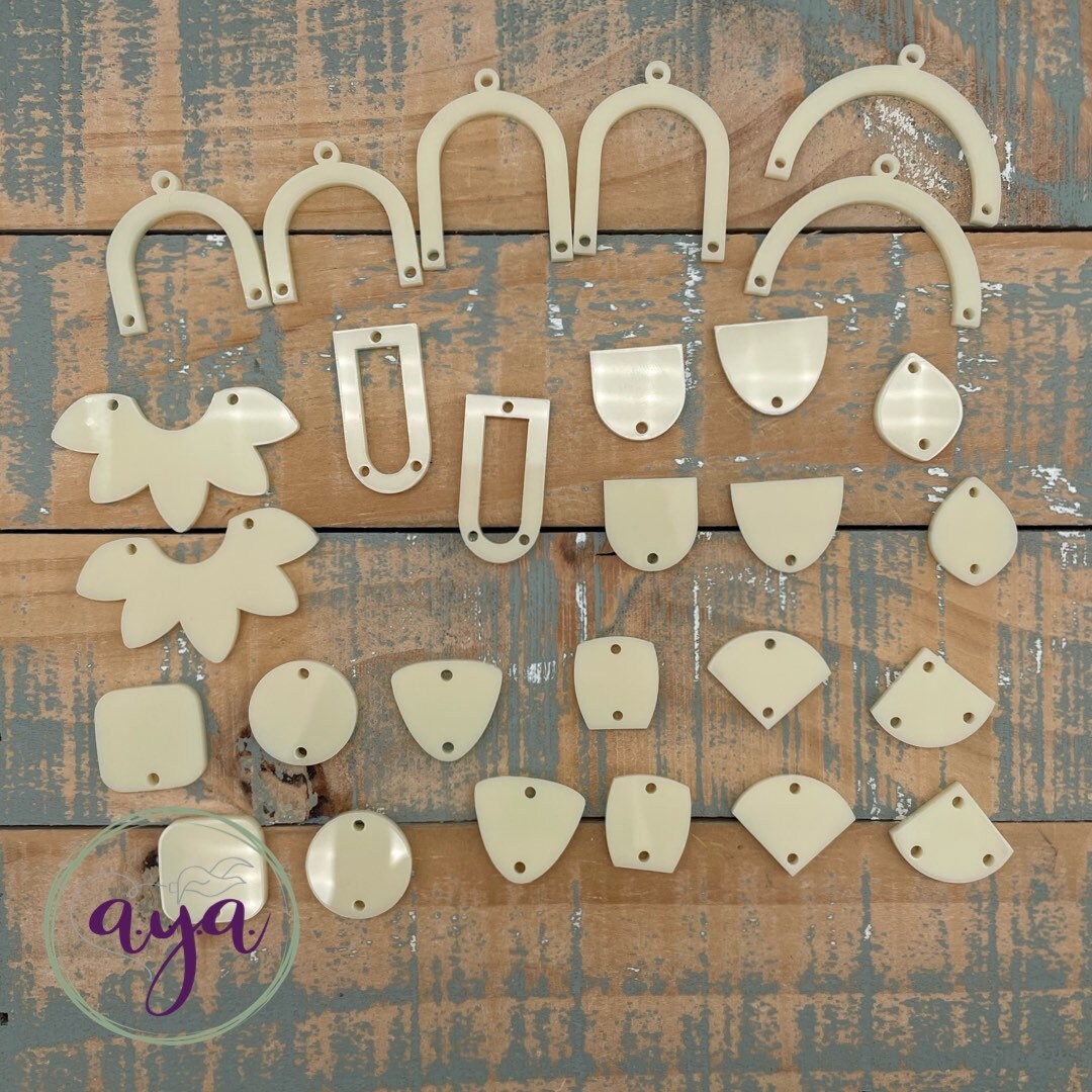 White Chocolate Acrylic Connectors, Earring Findings, Acrylic Findings ...