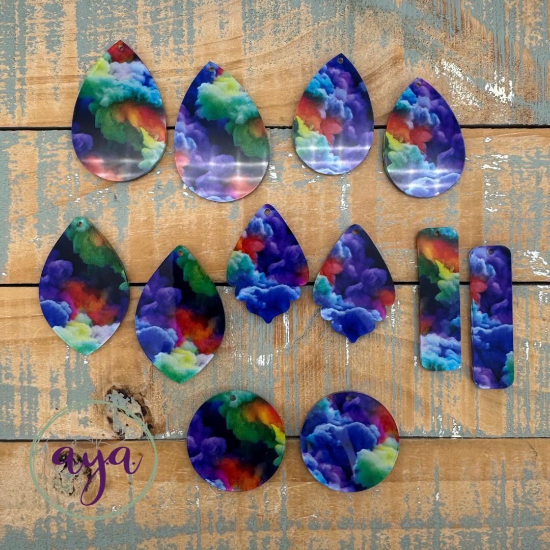 Stormy Rainbow Clouds Print Acrylic Blanks, READ Description, DIY ...
