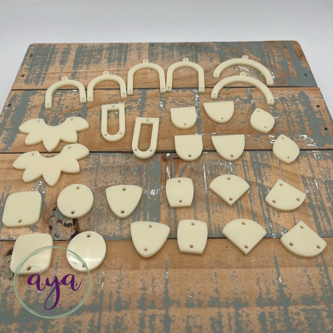 White Chocolate Acrylic Connectors, Earring Findings, Acrylic Findings ...