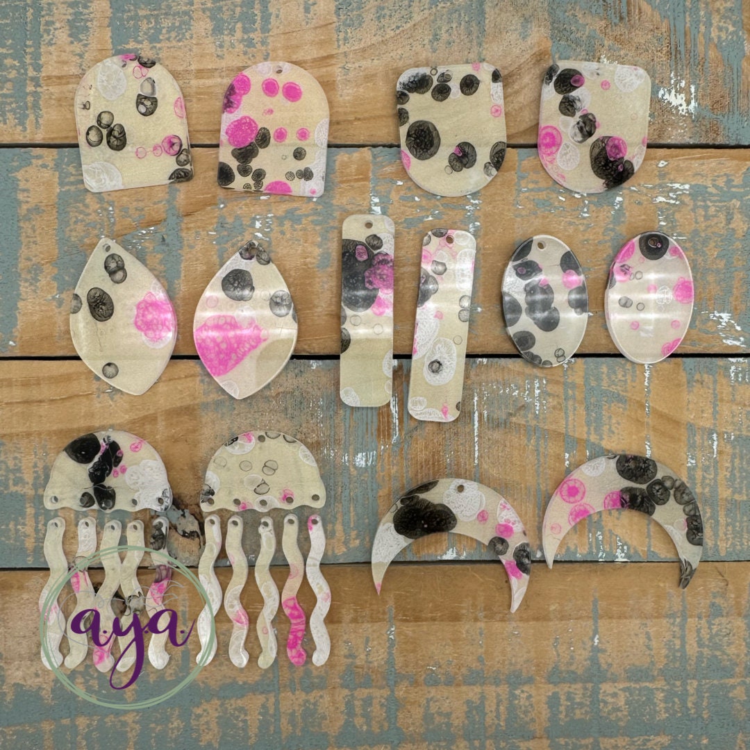 Pinky Inky Acrylic Blanks, READ Description, DIY Earrings, Acrylic ...