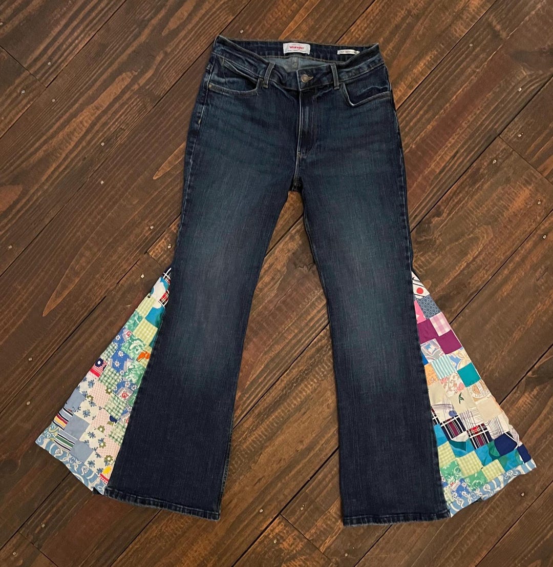 Wrangler Women’s Upcycled High Rise Flare Jeans With Vintage Quilt Side ...