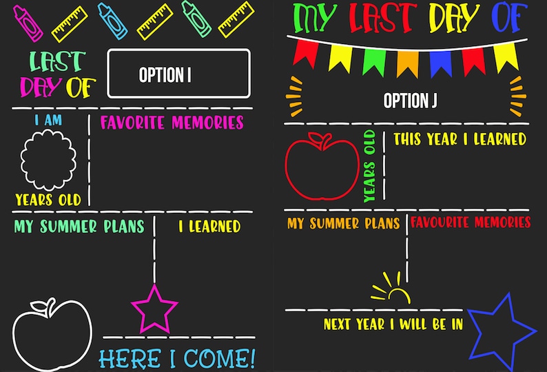 First Day of School Chalk Board, Last Day of School Chalk Board, FREE ...