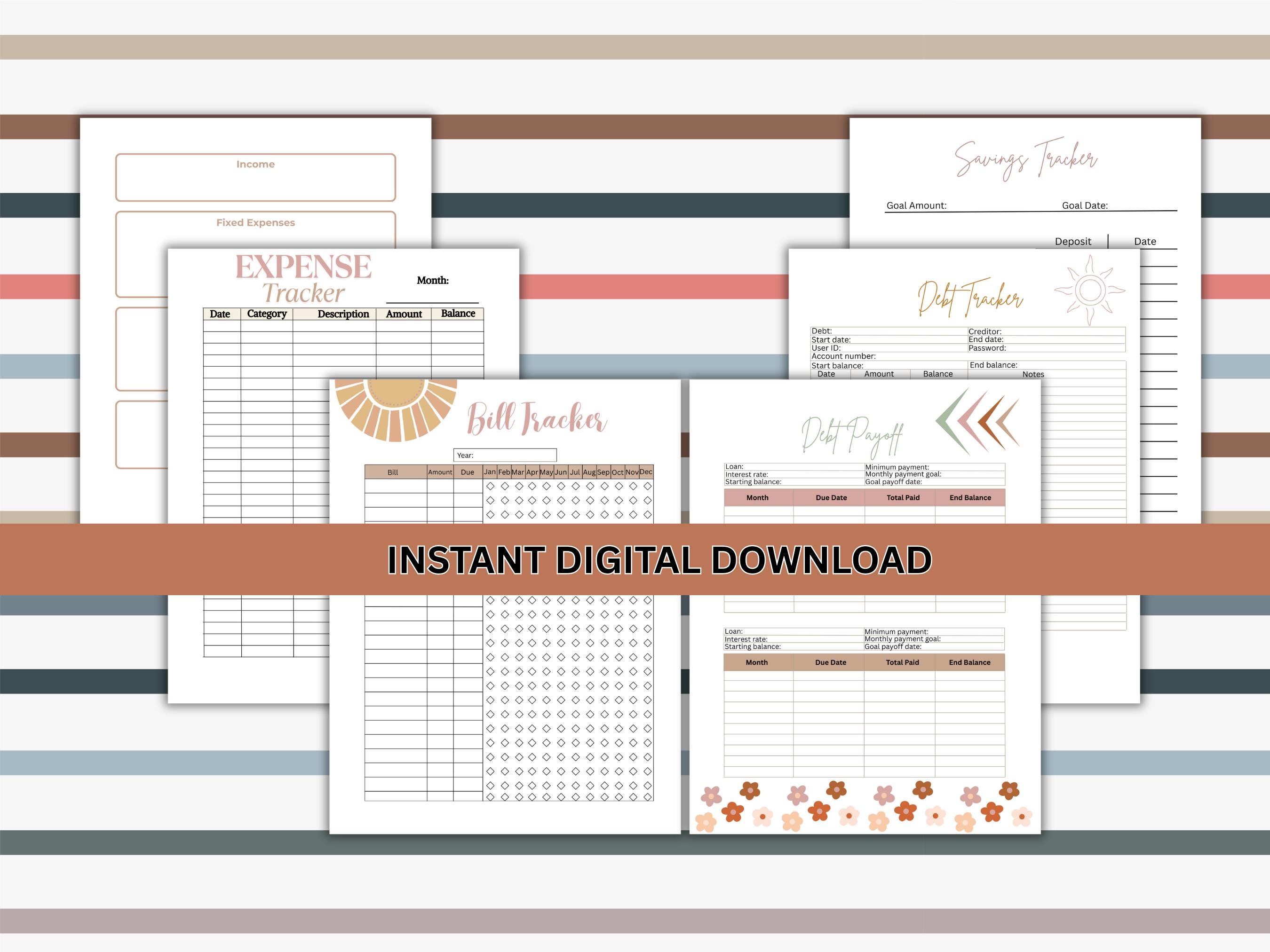 Boho Budget Planner | Editable Canva Template | Monthly Expense Tracker ...