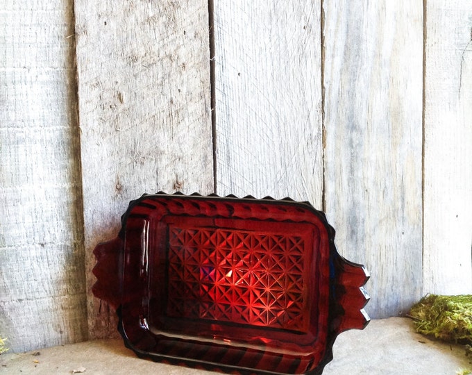 Ruby Red Depression Glassware-small Serving Dish - Etsy
