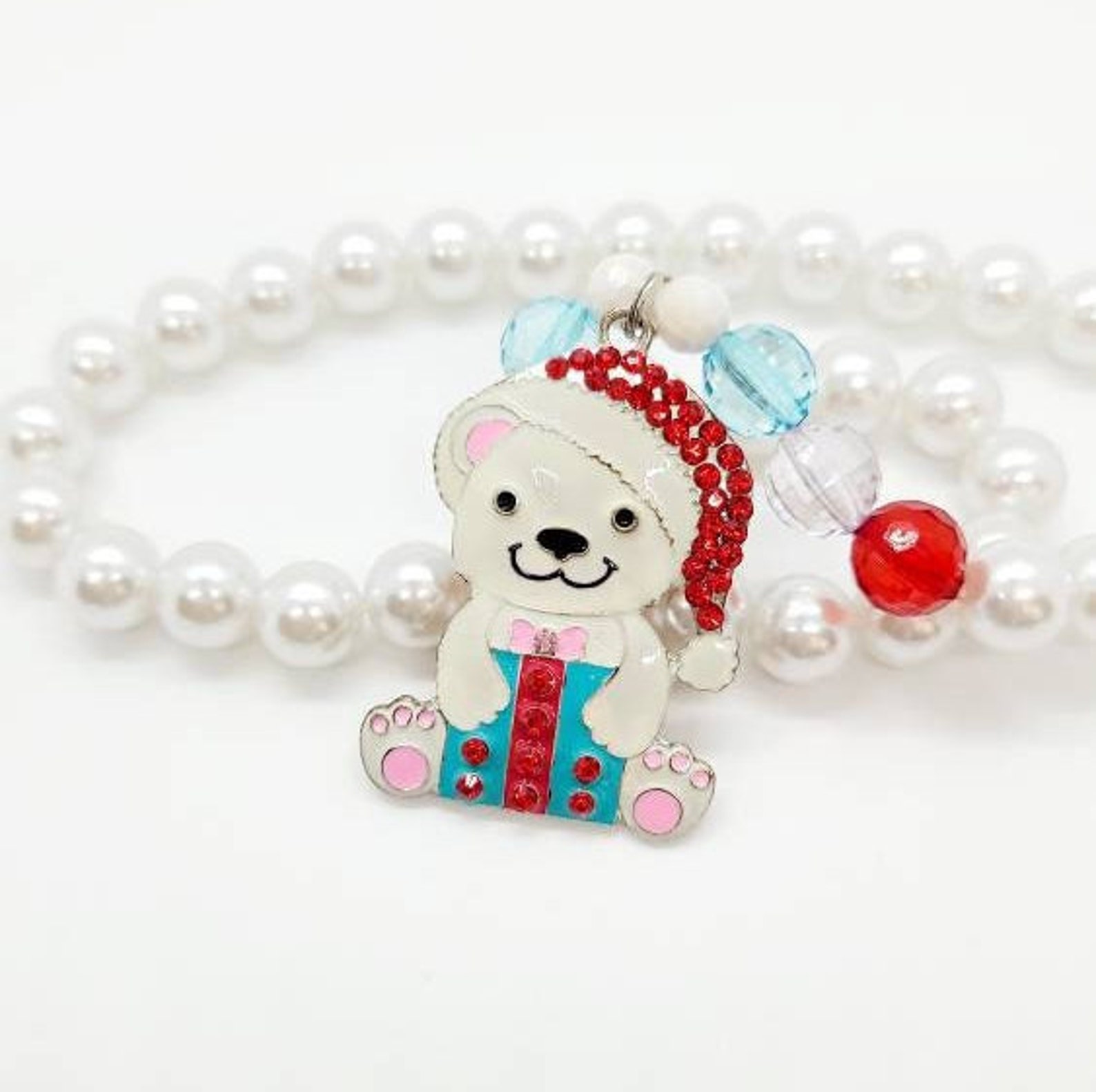 Christmas Santa Gift Bear Little Girls Necklace - Etsy