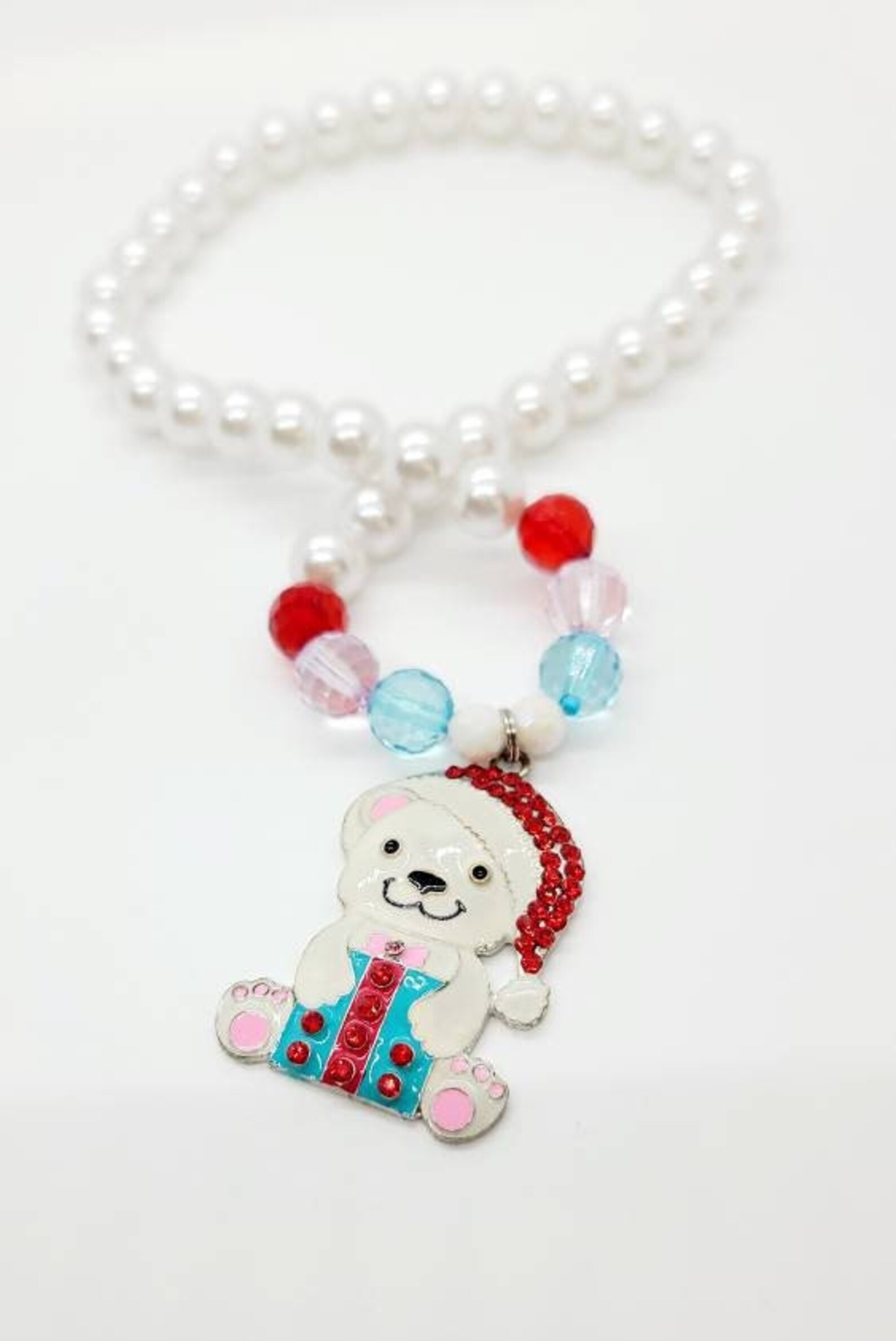 Christmas Santa Gift Bear Little Girls Necklace - Etsy