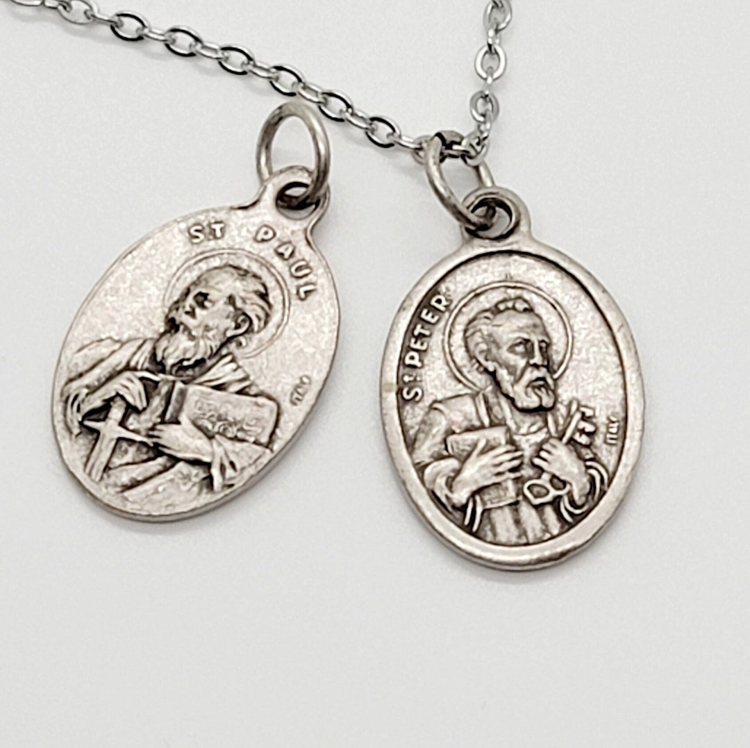 Saint Peter and Paul Catholic Medal Stainless Steel Chain Necklace ...