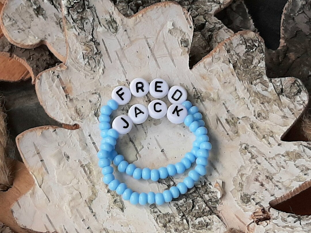 Twin Boys Personalized Bracelet Set, Blue Letter Bead Newborn Jewelry ...