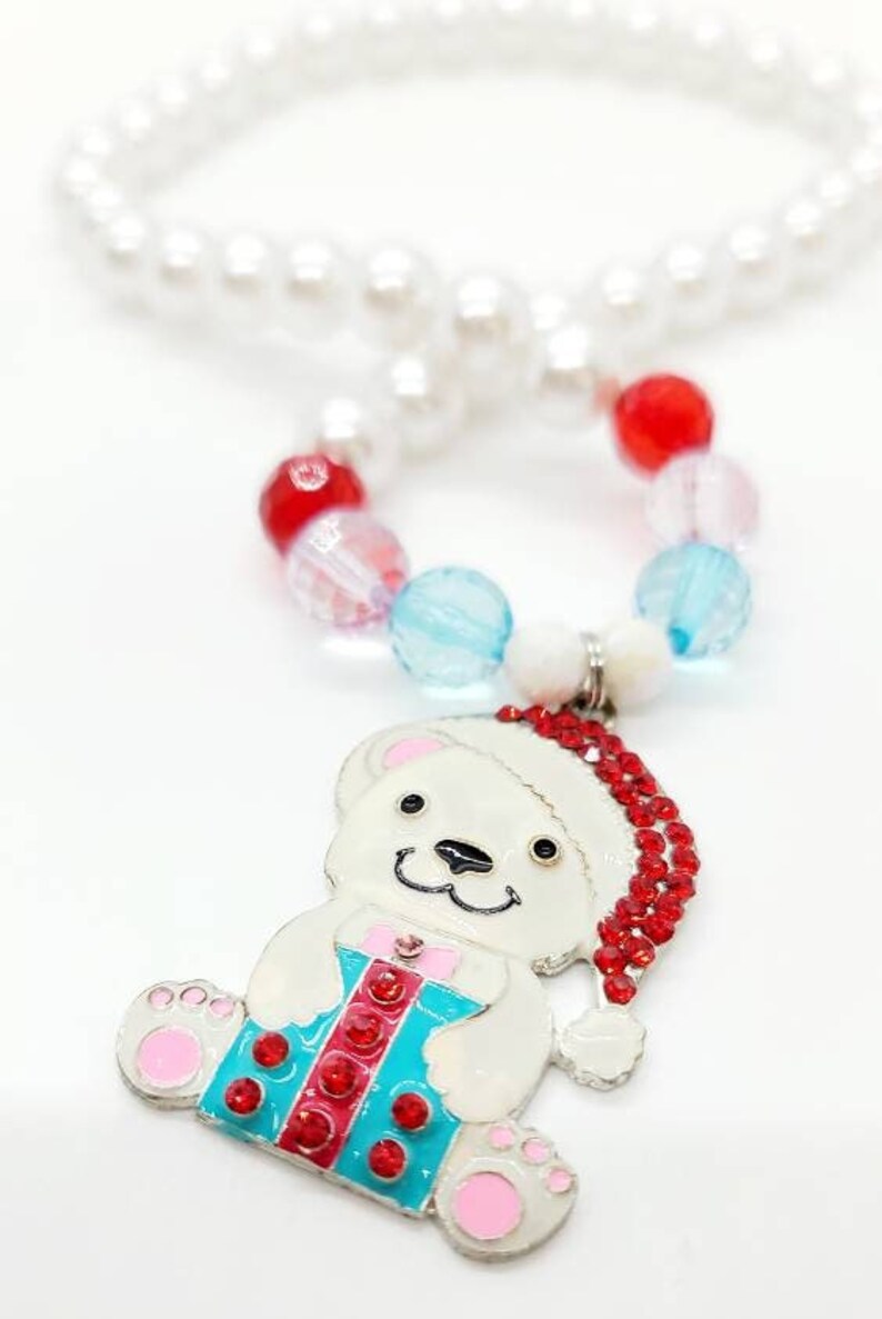 Christmas Santa Gift Bear Little Girls Necklace - Etsy