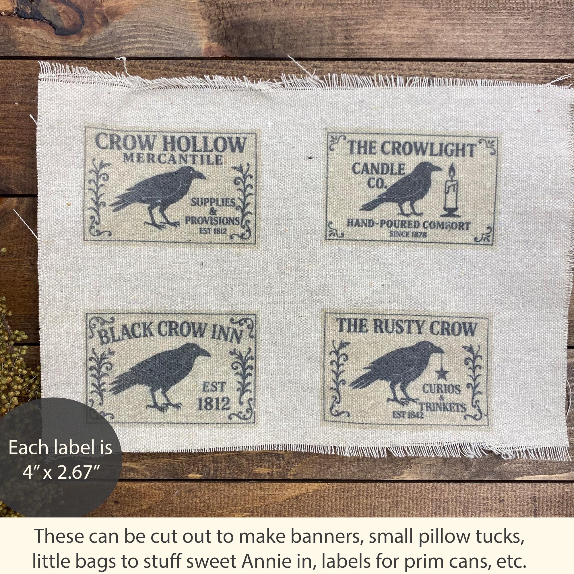 Primitive Crow Mercantile Fabric Labels, Sublimated Cotton/poly Blend ...