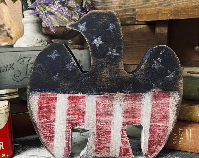 Primitive Fourth of July Wood Eagle Farmhouse July 4th Home Decor ...